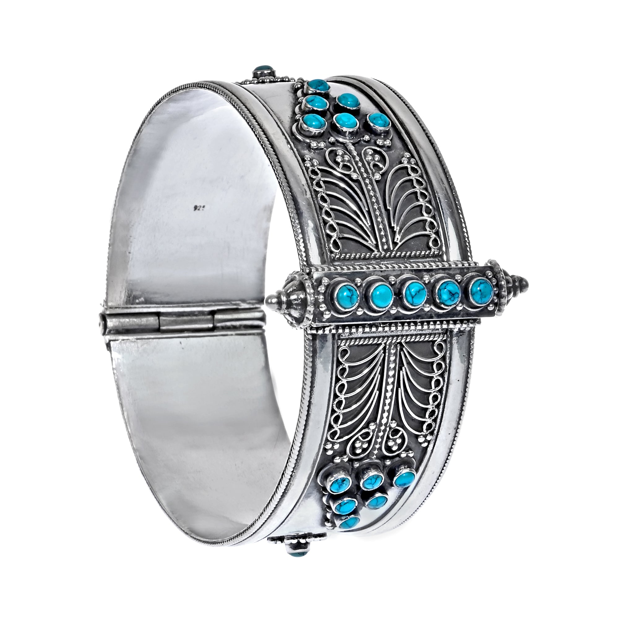 Antique Silver turquoise Kada Bangle Single – Joharcart
