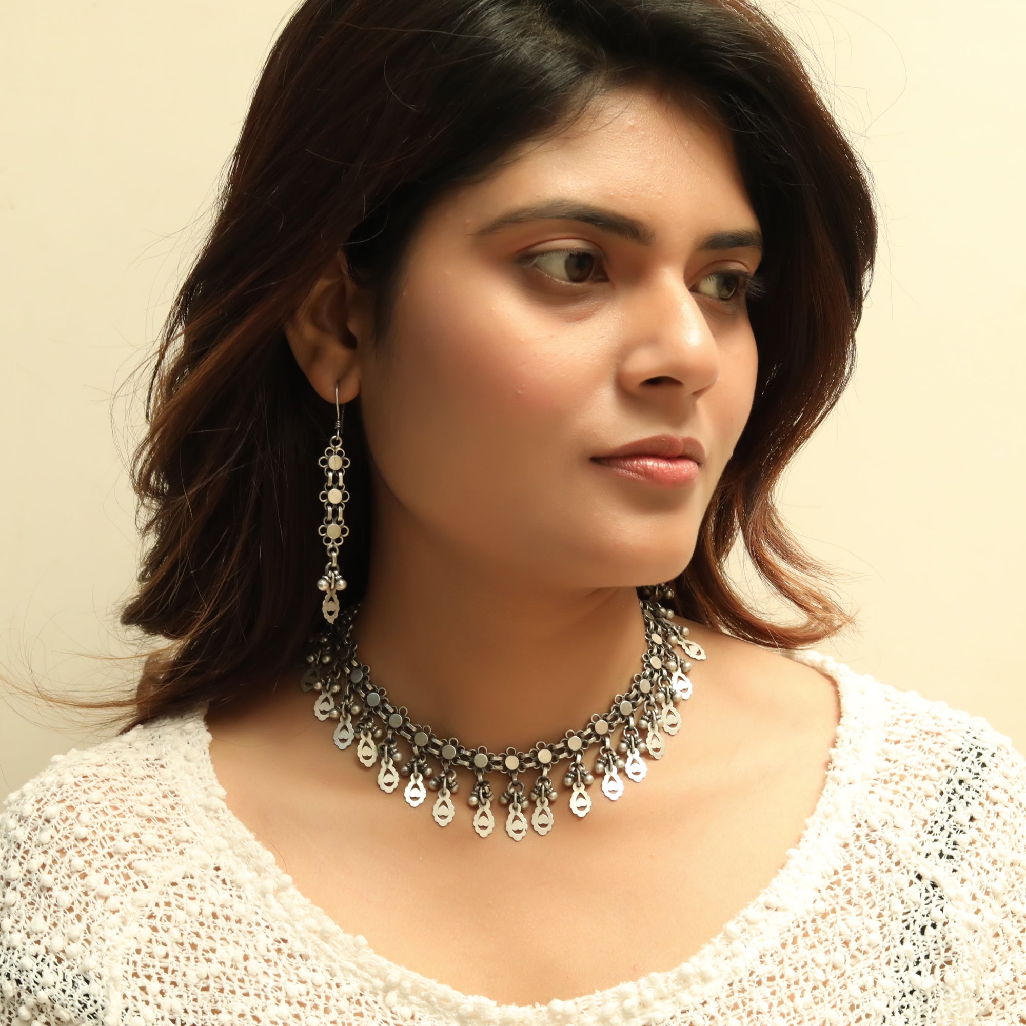 Pure Silver Gugaroo Chokar in Antique Look with earring – Joharcart