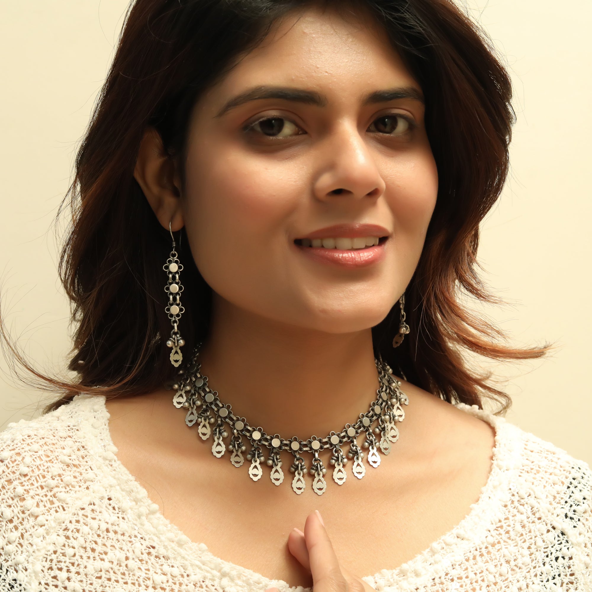 Pure Silver Gugaroo Chokar in Antique Look with earring – Joharcart