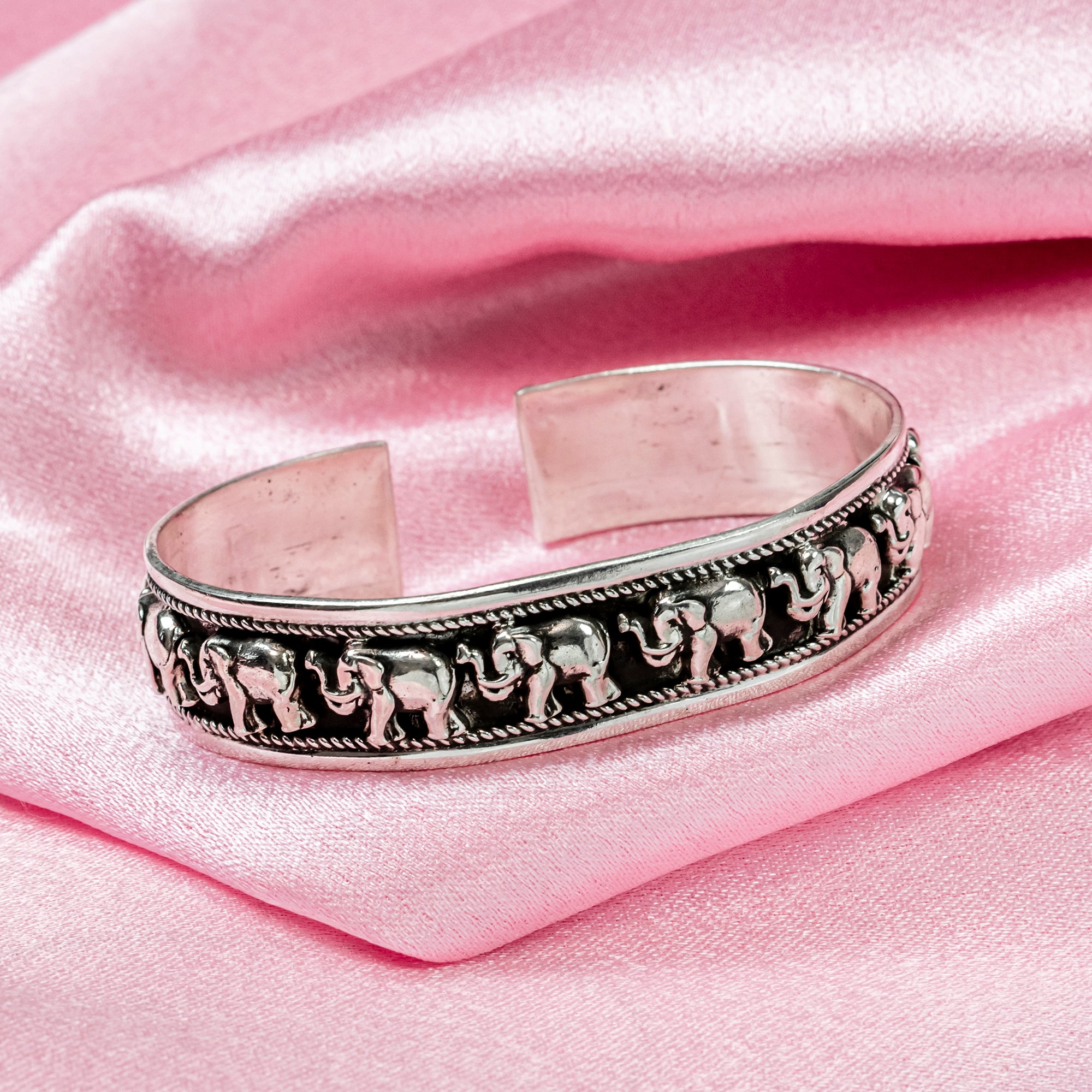 Tribal Silver Elephant Hand Kada – Joharcart